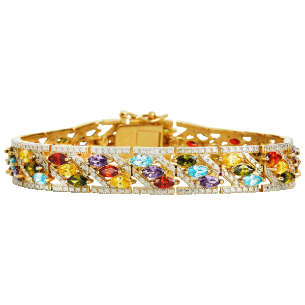 Morningsave Savvy Cie 18k Gold Plated Multi Color Cubic Zirconia Bracelet