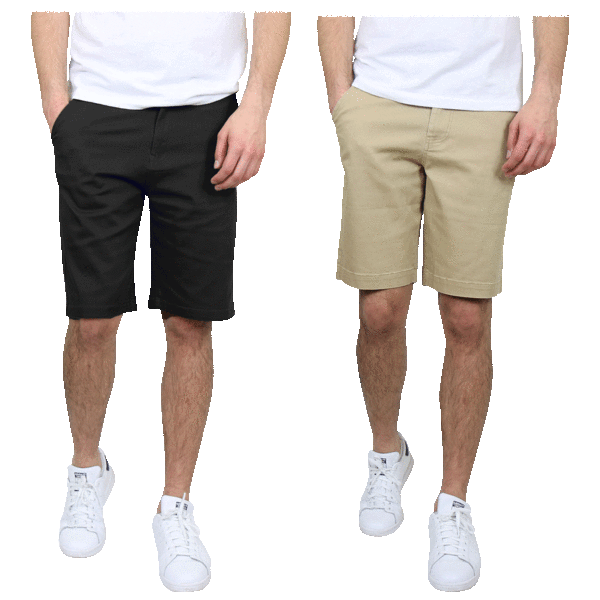 Morningsave 2 Pack Mens Cotton Stretch Slim Fit Chino Shorts