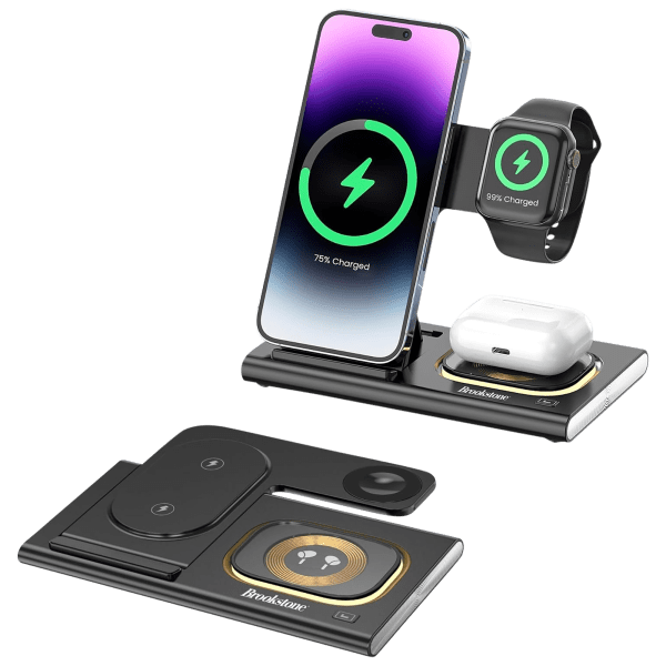 Meh Brookstone 3 In 1 Foldable Wireless Charging Station With 18w Usb