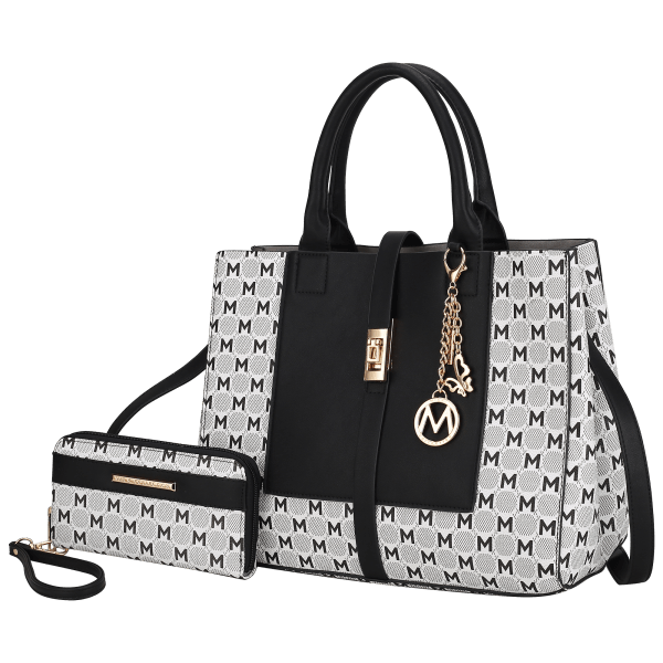 Morningsave Mkf Collection Yuliana Circular M Emblem Print Satchel Bag With Wallet By Mia K