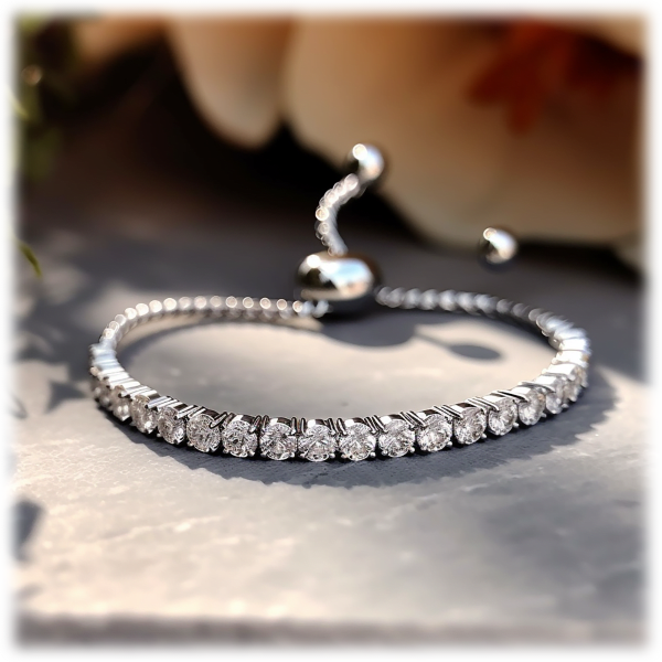 Shop Univision: Rose and Lilly Pulsera de Tenis Ajustable con Cristales y Estilo Moderno