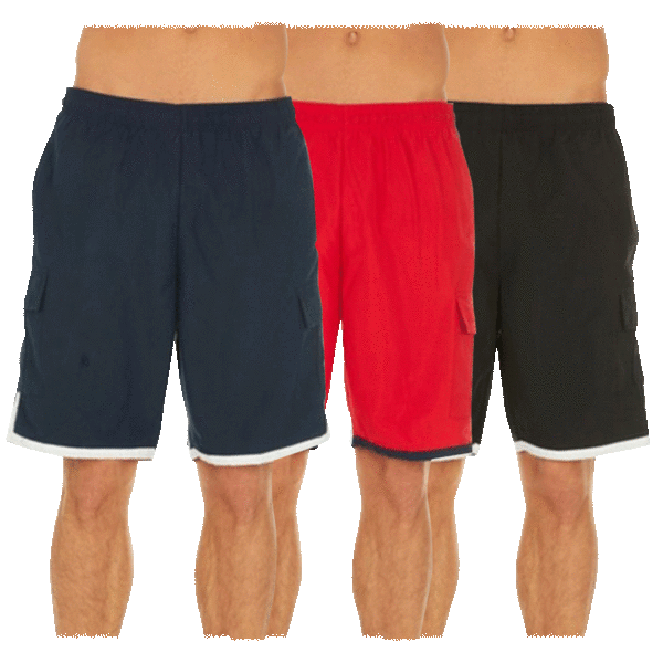 Morningsave 3 Pack Mens Striped Swim Shorts With Cargo Pocket