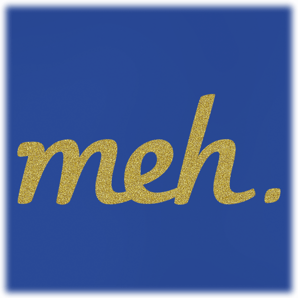 Meh: Metallic Gold Meh Logo Shirts on Navy or Royal