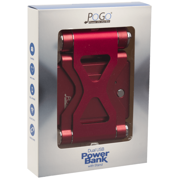 PoGo Dual USB 8,000mAh Power Bank with Tablet Stand