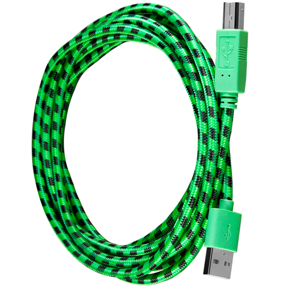 3-Pack of Evergreen 10' Green Braided USB-A to USB-B Peripheral Cables