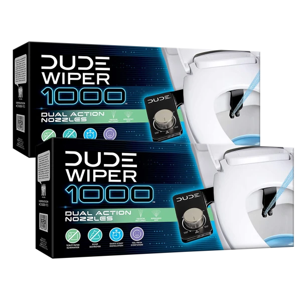 2-Pack DUDE Wiper 1000 Self-Cleaning Dual-Nozzle Bidet Attachment only ...