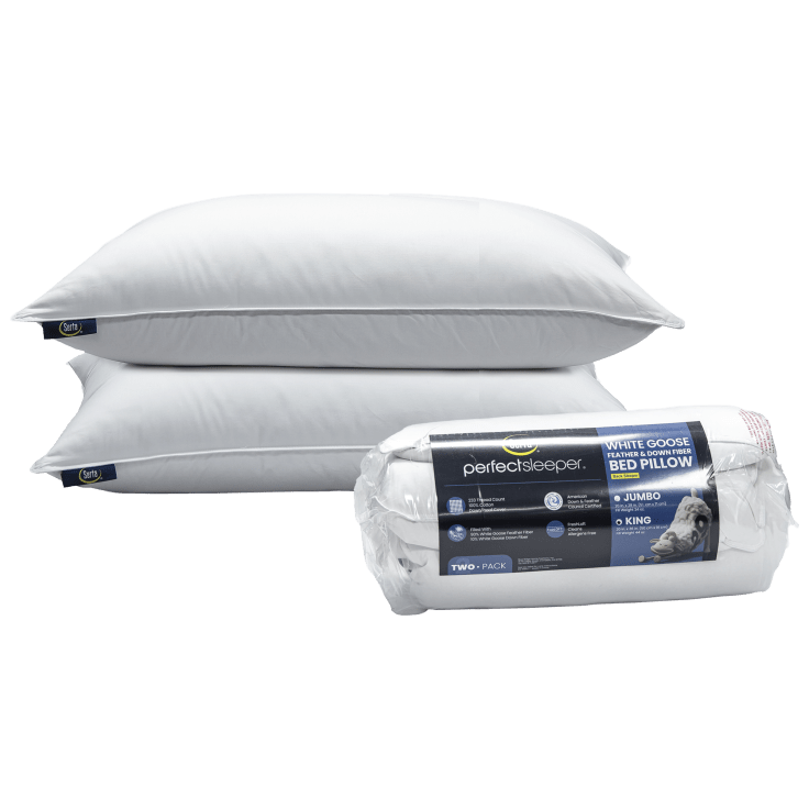 MorningSave: Serta 233 Thread Count White Goose Feather Down Fiber Bed ...