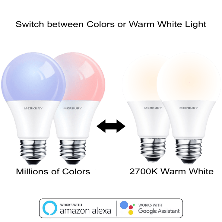 MorningSave: 2-Pack: Merkury Innovation WiFi LED Smart Bulbs