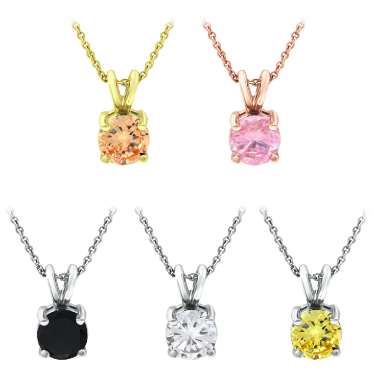 Designs by FMC 5-Pack: 14K Gold and Rhodium Plated Colored CZ Pendant ...