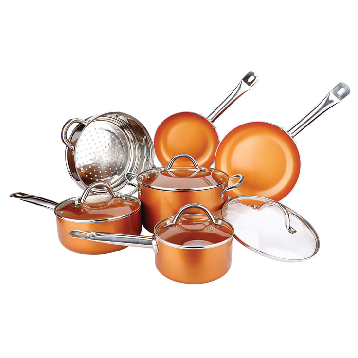 MorningSave: Copper Luxury 10-Piece Copper Cookware Set