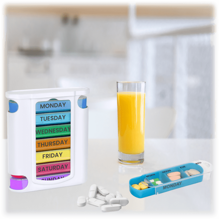 MorningSave: 2-Pack: Thera Rx Stackable Daily Pill and Medicine Organizer
