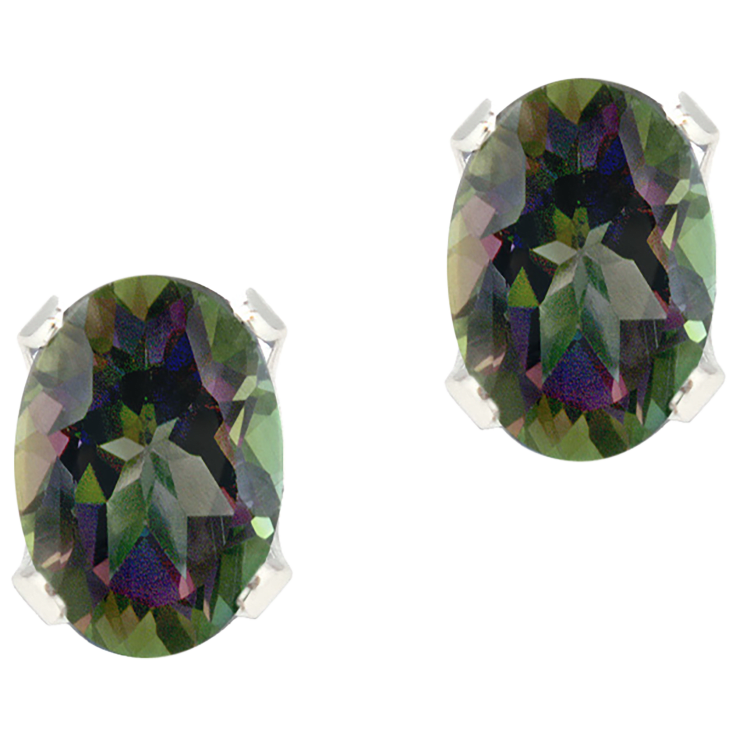 MorningSave: Designs by FMC Oval Sterling Silver Gemstone Stud Earrings