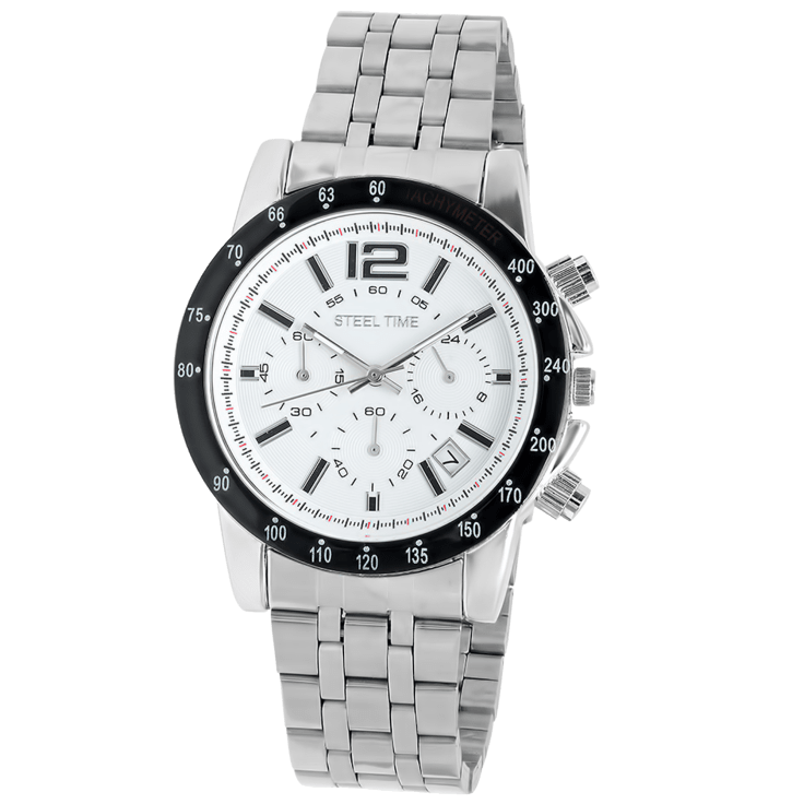 MorningSave: SteelTime Men's Black & White Stainless Steel Watches