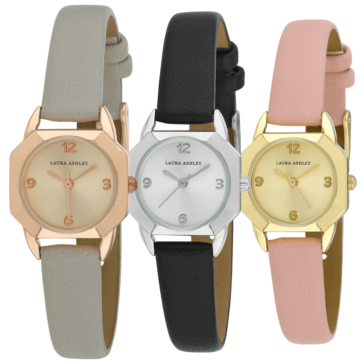 MorningSave: Laura Ashley Women's Hexagonal Vegan Leather Strap Watch