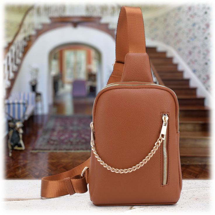 MorningSave: Malibu Skye Riley Double Top Zipper Sling with Swag Chain