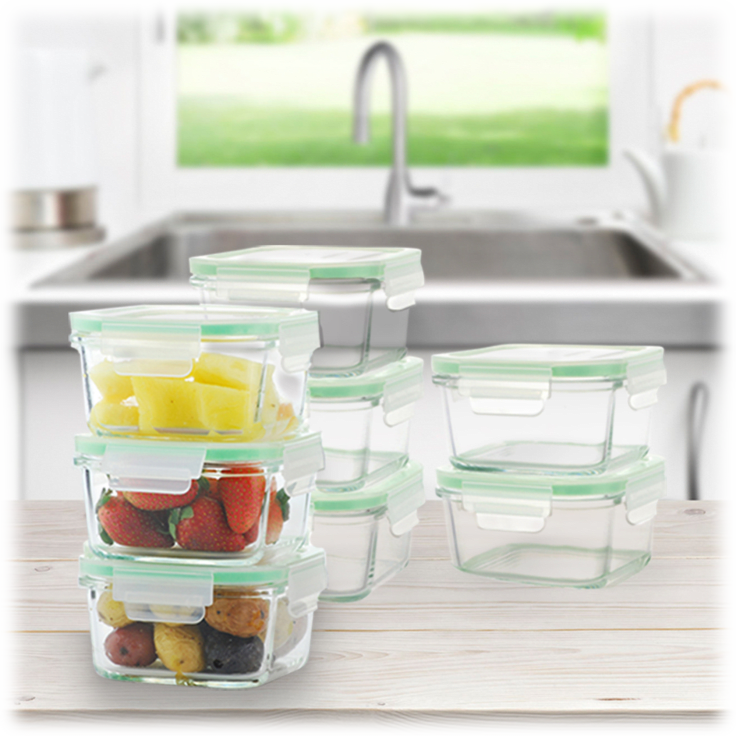 MorningSave: Kinetic Glassworks 16-Piece Square Glass Food Storage Set ...