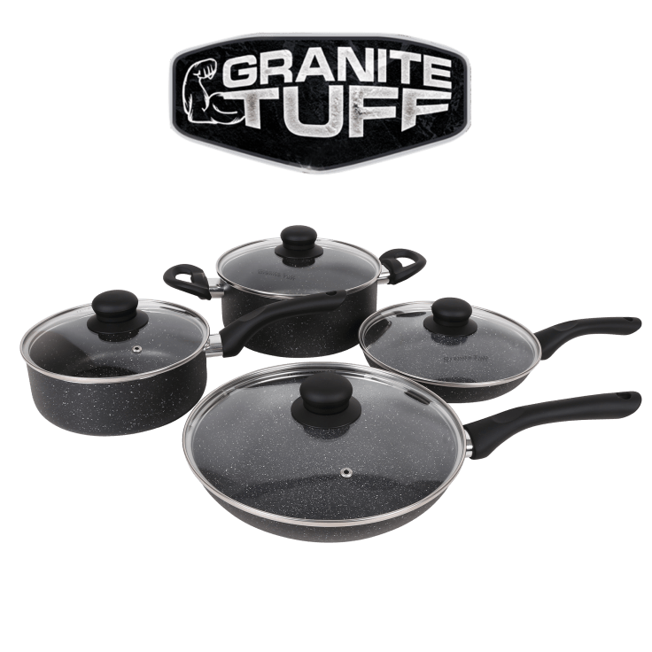 MorningSave: Granite Tuff 8-Piece Nonstick Cookware Set