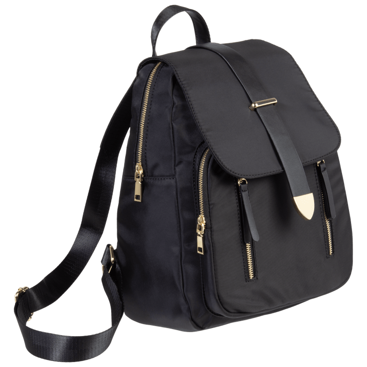 MorningSave: La Terre Nylon Backpack with Zip Closure and Belt Detail