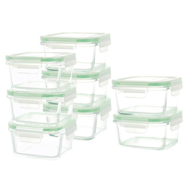 MorningSave: Kinetic Go Green 16-Piece Square Glass Food Storage Set (18oz)