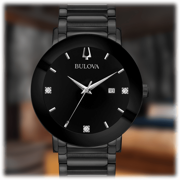 SideDeal: Bulova Diamond Accent Black Mens Watch 98D109