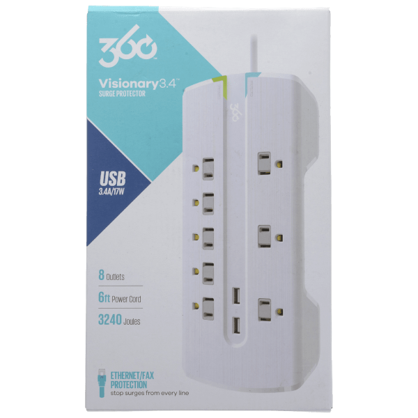 MorningSave: 2-Pack: 360 Electrical Visionary 8-Outlet Surge Strip With ...