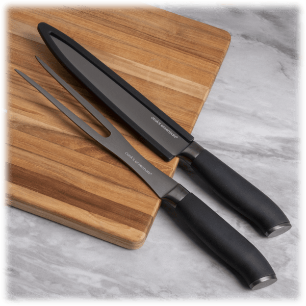 Meh: 2-Pack: Cook's Essentials Japanese Steel Carving Knife and Fork Set