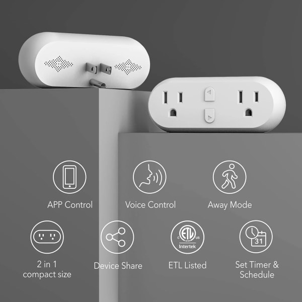 SideDeal: 4-Pack: HBN Smart Plug 15A WiFi Outlet Extender Dual Socket Plugs