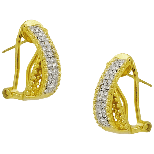 MorningSave: Savvy Cie 18K Gold Vermeil Crossover Bling Omega Back Earring