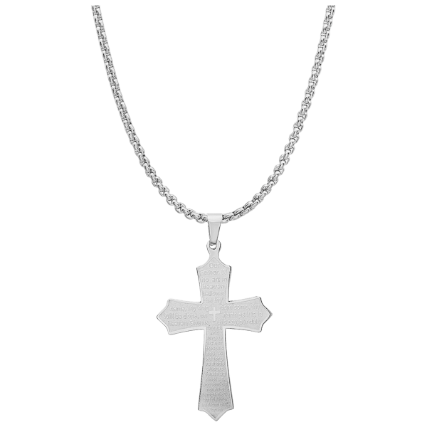 MorningSave: Steeltime Set of 3 Assorted "Our Father" Cross Pendants