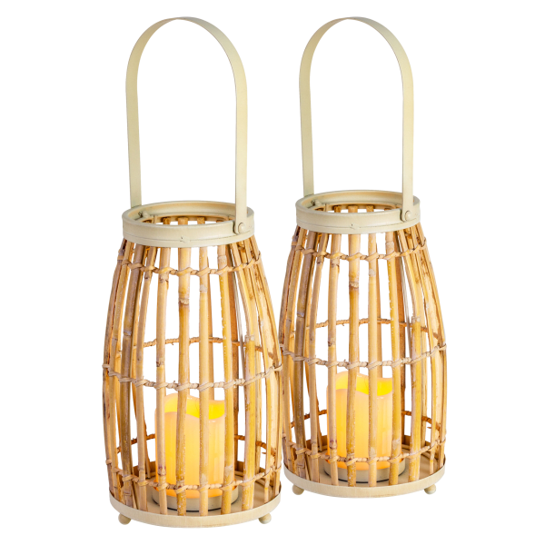 MorningSave: 2-Pack: Lark And Meadow 18" Bamboo Lantern with Candle