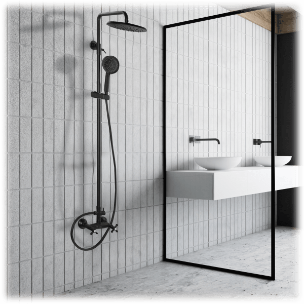 MorningSave: Dalmo Complete Shower Head and Temperature Knobs Set in Black
