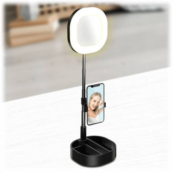 MorningSave: Glow Glam Mirror Ring Light with Desktop Organizer