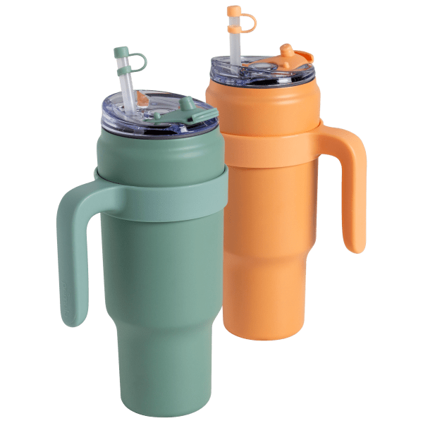 MorningSave: 2-Pack: Primula 40oz Tumbler with Removable Handle & Straw