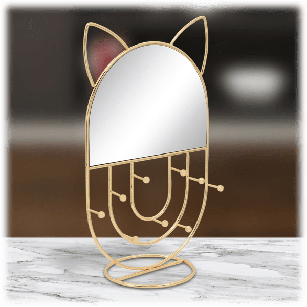 MorningSave: Sagebrook Home 12" Gold Cat Mirror with Jewelry Rack