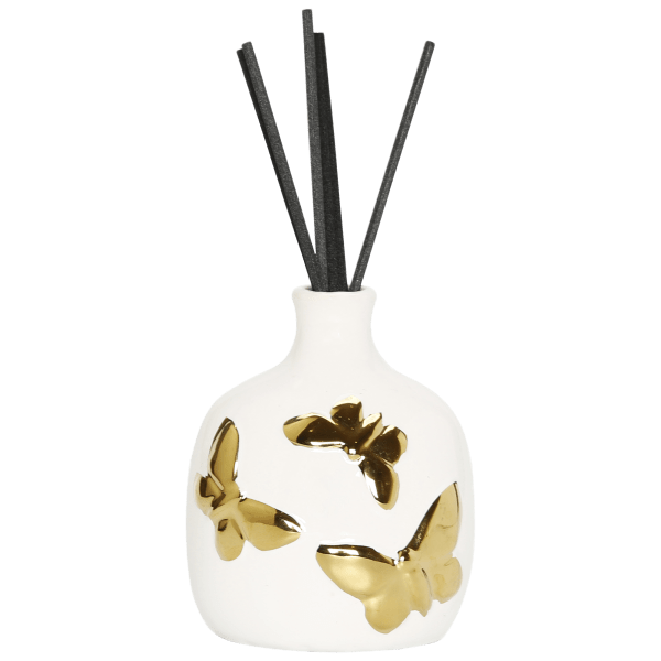 MorningSave: Vivience White Reed Diffuser with Gold butterfly Design