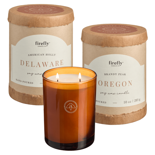 MorningSave: 2-Pack: Firefly Candle Soy Wax 2-Wick Amber Glass Jar Candle