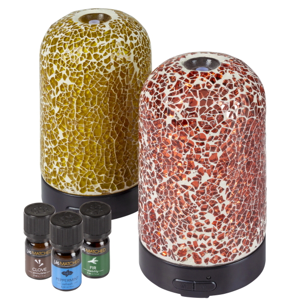 SideDeal: UnMatched Metallic Cracked Glass Diffuser with 3 Essential Oils