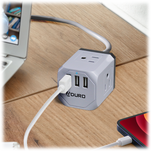 MorningSave: PowerUp Squared Power Strip with 3 Outlet & 3 USB Ports