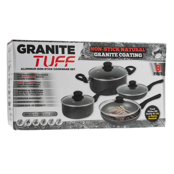 MorningSave: Granite Tuff 8-Piece Nonstick Cookware Set