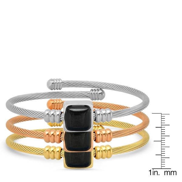 MorningSave: Steeltime Set of 3 Assorted Simulated Onyx Cable Wire ...