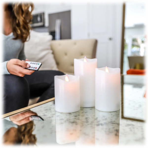 SideDeal: Sandstone & Sage 3-Piece Flameless LED Candles