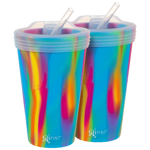 MorningSave: 2-Pack: Silipint 16 Oz. Silicone Tumblers With Lid And Straw