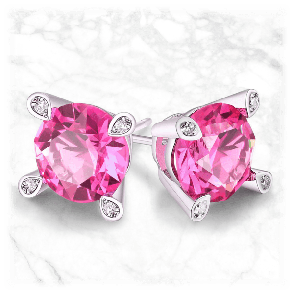 MorningSave: Rose And Lilly 4.00 Carat TW Pink Sapphire Round Studs