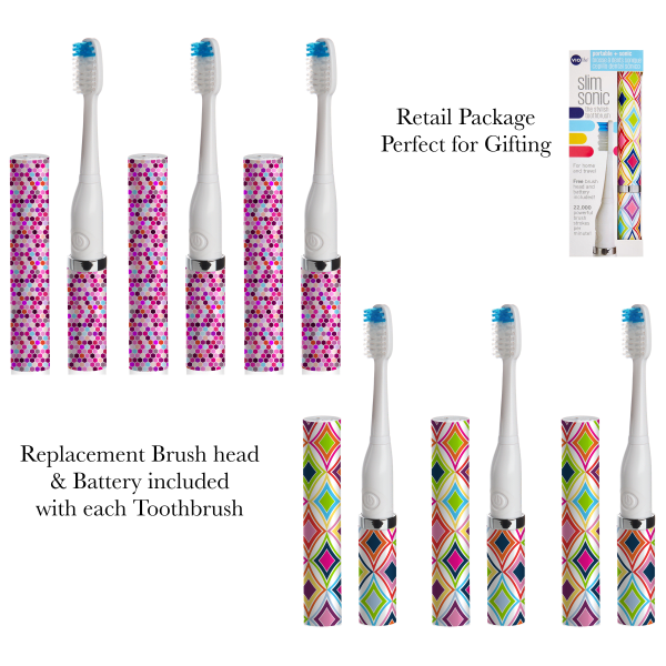 MorningSave: 3-Pack: VIOlife Slim Sonic Travel Toothbrushes