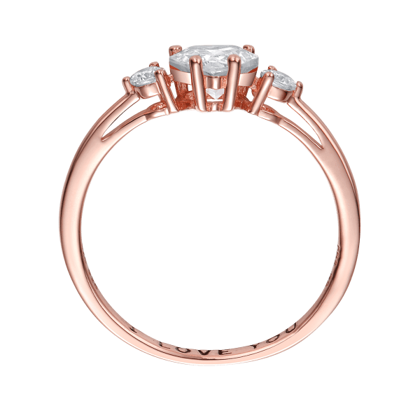 MorningSave: Genevive Cubic Zirconia Three-Stone Heart "I Love You" Ring