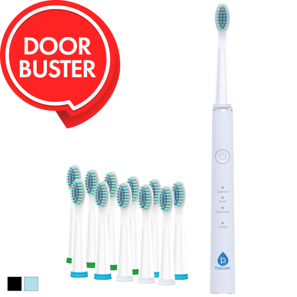 MorningSave: Pursonic USB Rechargeable Sonic Toothbrush with 12 Brush Heads