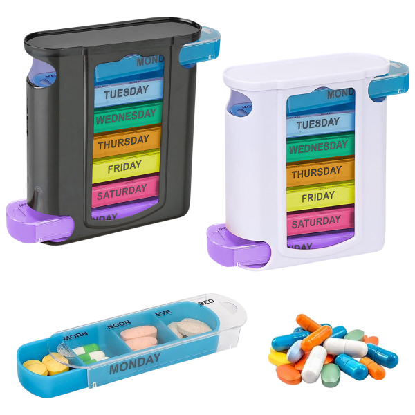 MorningSave: 2-Pack: Thera Rx Stackable Daily Pill and Medicine Organizer