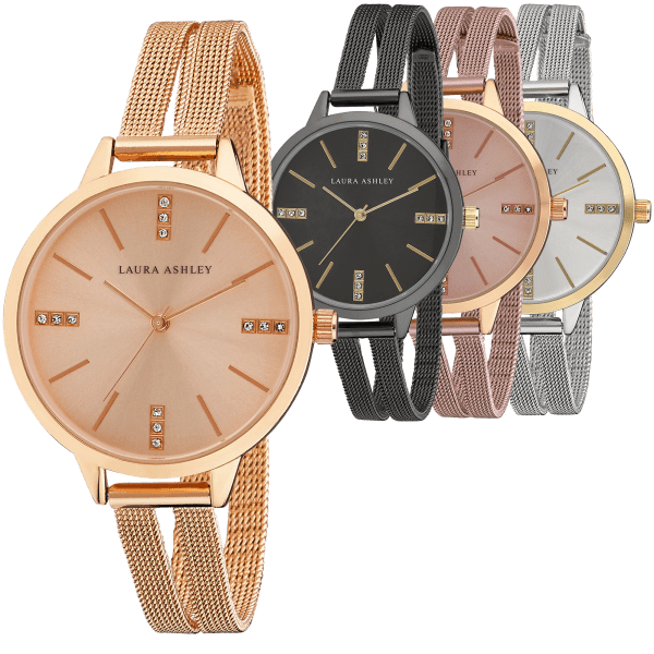 MorningSave: Laura Ashley Split Mesh Band Sunray Dial Watch
