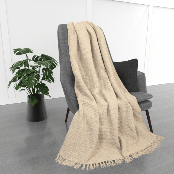 MorningSave: Kathy Ireland Oversized Chenille Fringed Basket Throw