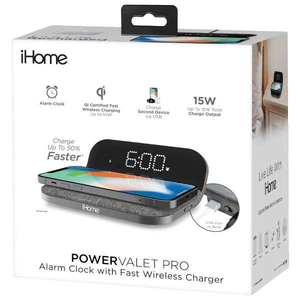 MorningSave: iHome 15W Wireless Charger with Alarm Clock and USB-A Port